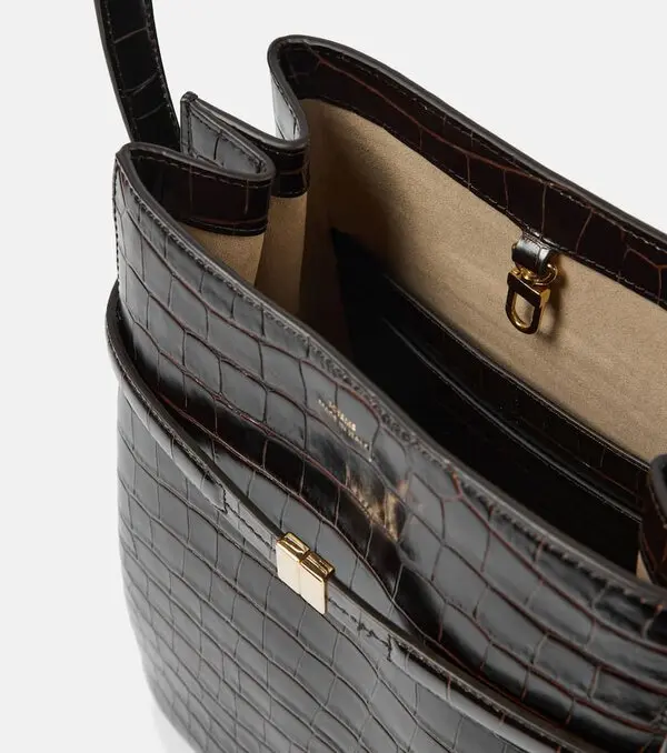 TOTEME Croc-effect Leather Bucket Bag - Brown
