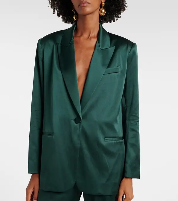 THE SEI Silk Satin Blazer - Green