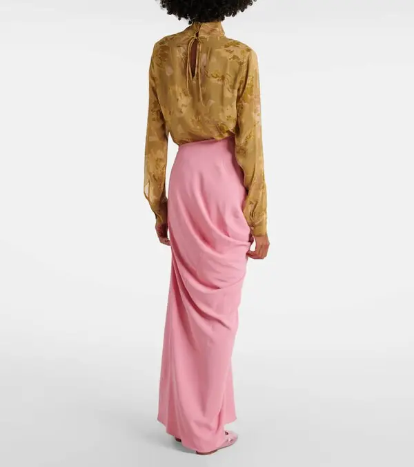 Dries Van Noten Draped Crepe Maxi Skirt