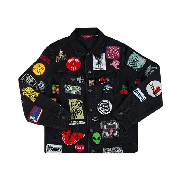 Supreme Patches Denim Trucker Jacket - Black