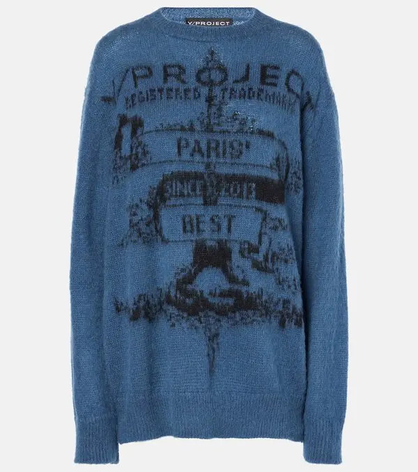 Y/Project Paris' Best Jacquard Sweatshirt - Blue | Editorialist