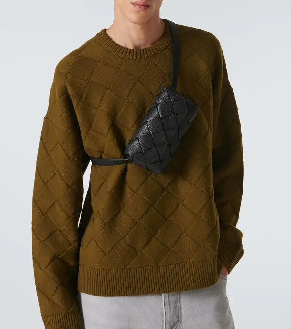 Bottega Veneta Diago Intreccio Leather Belt Bag - Black