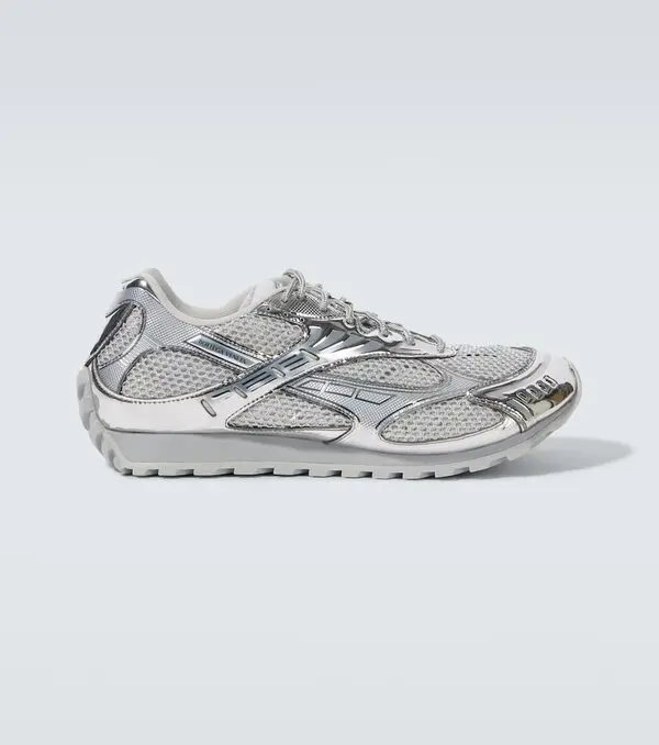 Bottega Veneta Orbit Metallic-effect Sneakers - Silver
