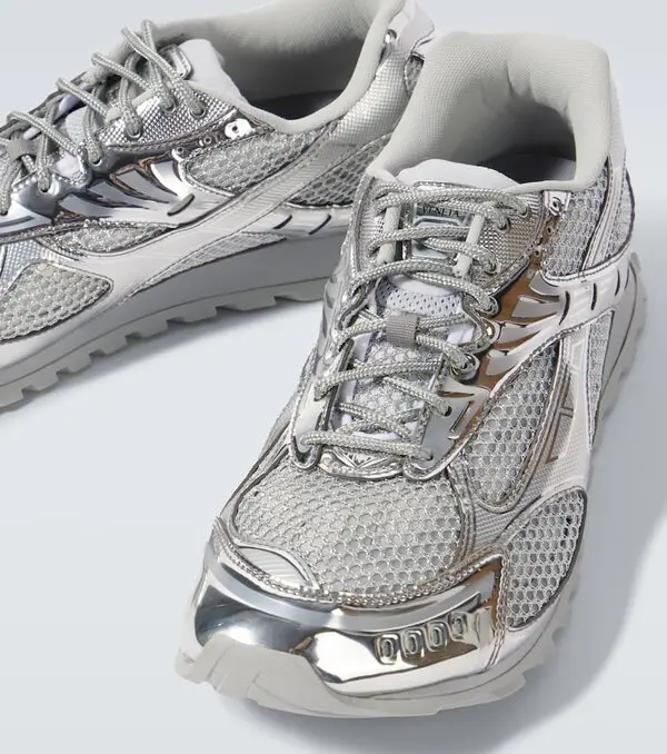 Bottega Veneta Orbit Metallic-effect Sneakers - Silver