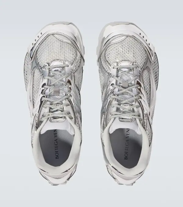 Bottega Veneta Orbit Metallic-effect Sneakers - Silver