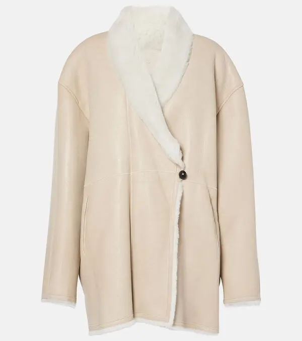 Isabel Marant Elanore Shearling-trimmed Leather Coat