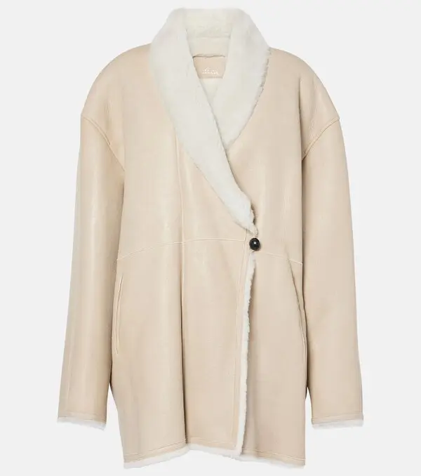 Isabel Marant Étoile Elanore Shearling-trimmed Leather Coat - Beige