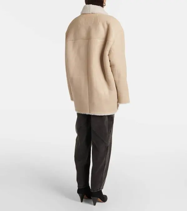 Isabel Marant Elanore Shearling-trimmed Leather Coat