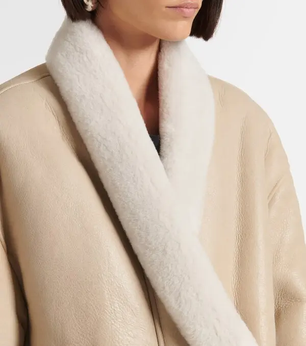 Isabel Marant Elanore Shearling-trimmed Leather Coat