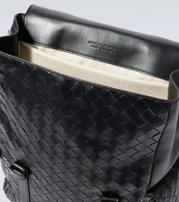 Bottega Veneta Intrecciato Leather Backpack - Black