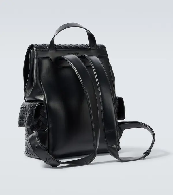 Bottega Veneta Intrecciato Leather Backpack - Black