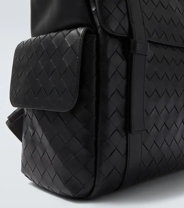 Bottega Veneta Intrecciato Leather Backpack - Black