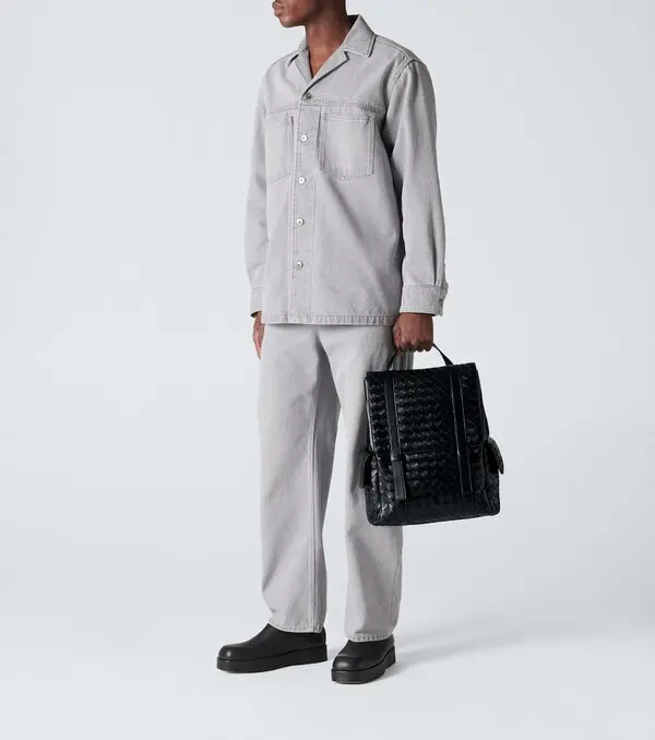 Bottega Veneta Intrecciato Leather Backpack - Black