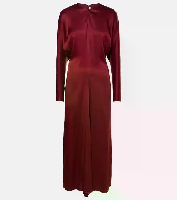 Victoria Beckham Draped Crêpe Satin Midi Dress