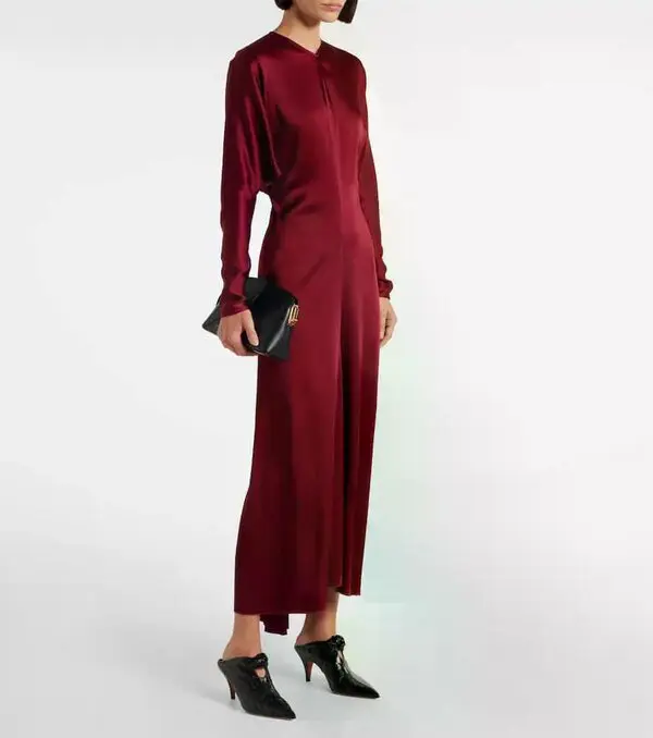 Victoria Beckham Draped Crêpe Satin Midi Dress