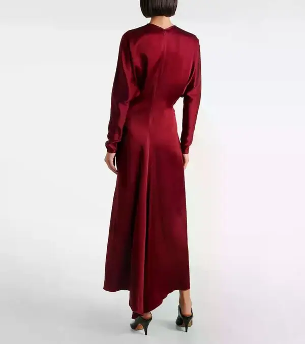 Victoria Beckham Draped Crêpe Satin Midi Dress