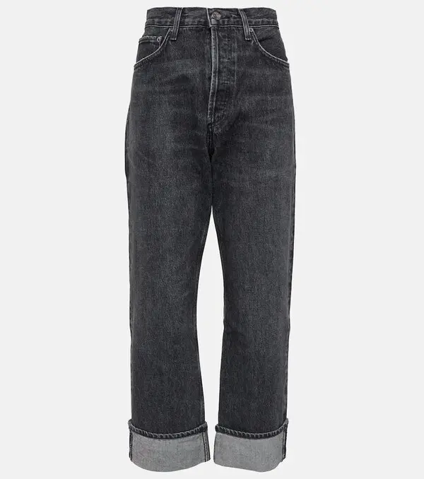 AGOLDE Fran Mid-rise Straight Jeans - Black