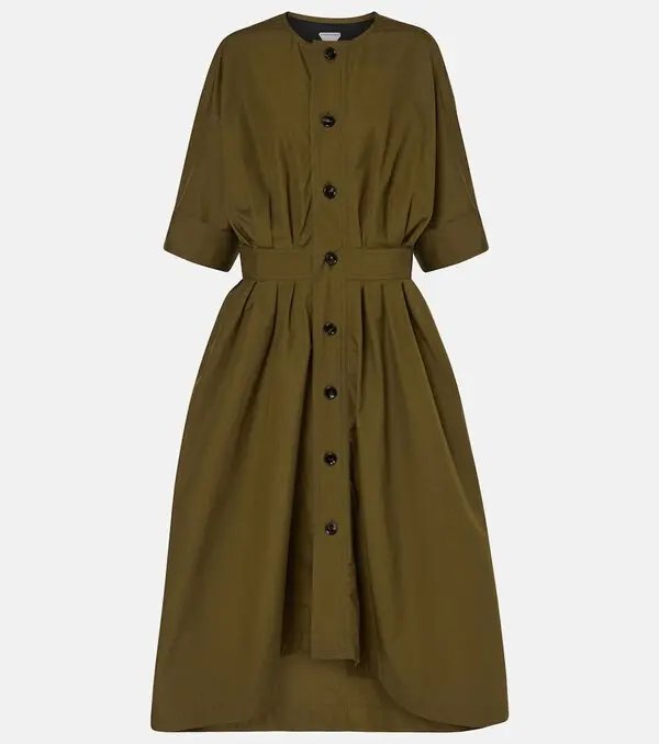 Bottega Veneta Cotton Canvas Shirt Dress - Green