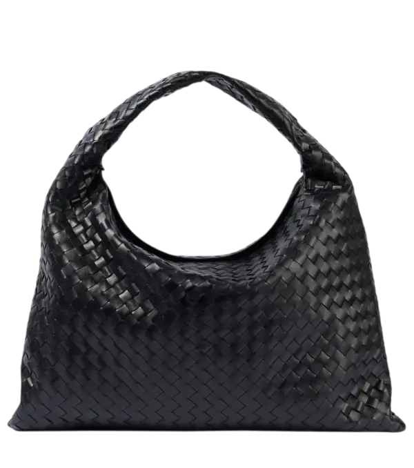 バッグ BOTTEGA VENETA INTRECCIATO LEATHER BAG Bottega Veneta Hop Intrecciato Large Leather Tote Bag - Black