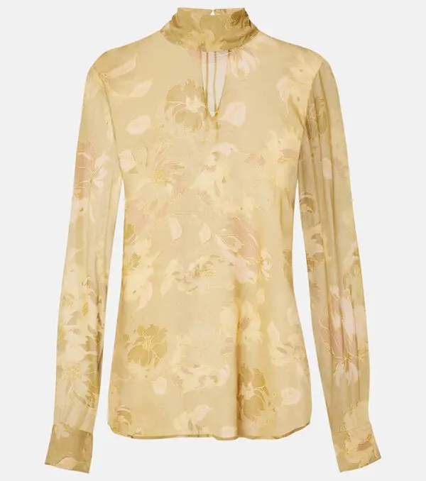 Dries Van Noten Printed Sheer Blouse - Beige
