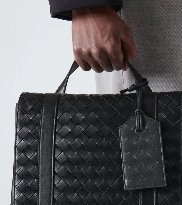 Bottega Veneta Intrecciato Leather Luggage Tag - Black
