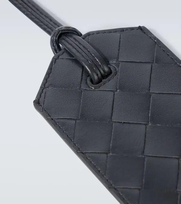 Bottega Veneta Intrecciato Leather Luggage Tag - Black