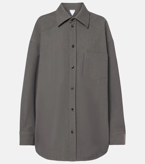 Bottega Veneta Oversized Wool-blend Shirt - Grey