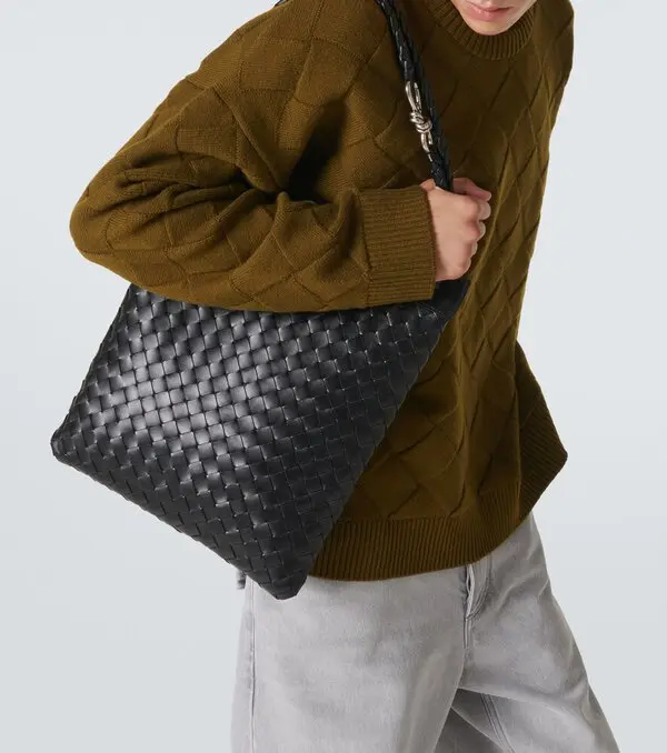 Bottega Veneta Andiamo Intrecciato Leather Messenger Bag