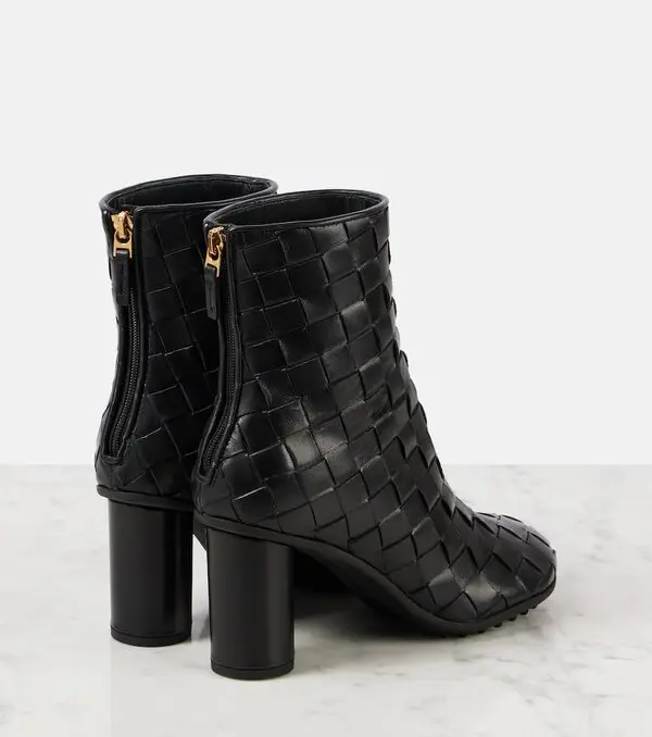 Bottega Veneta Intrecciato Leather Ankle Boots - Black