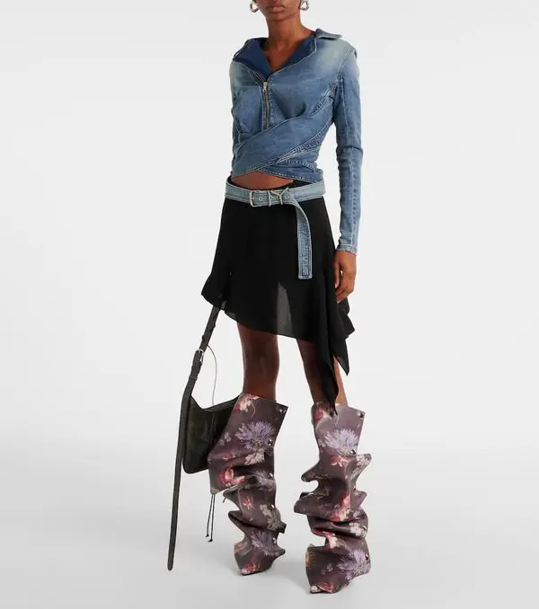 Y/project Snap 100 Floral Leather Knee-high Boots - Multicoloured