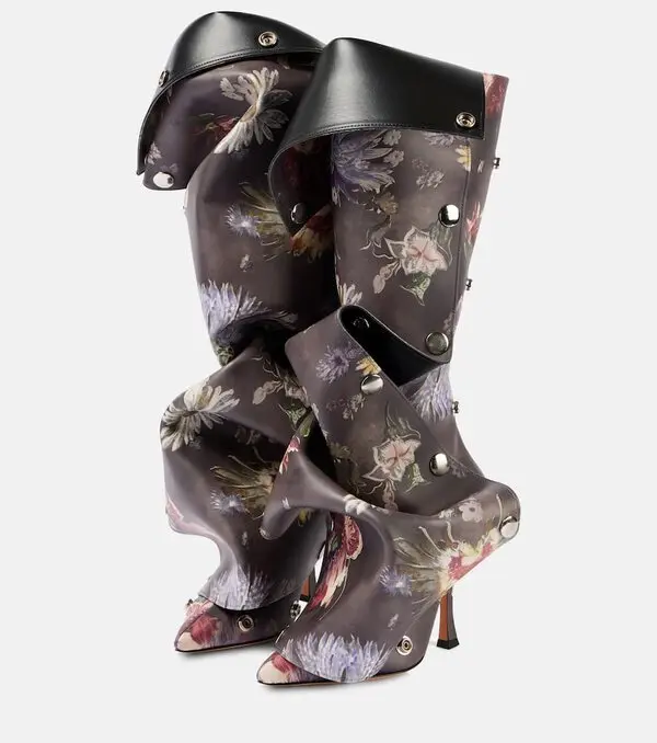 Y/project Snap 100 Floral Leather Knee-high Boots - Multicoloured