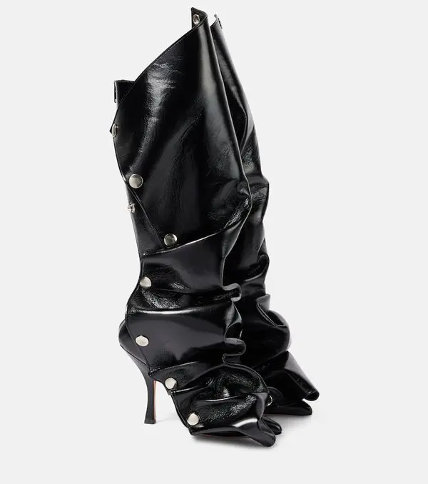 Y/project Snap 100 Leather Knee-high Boots - Black