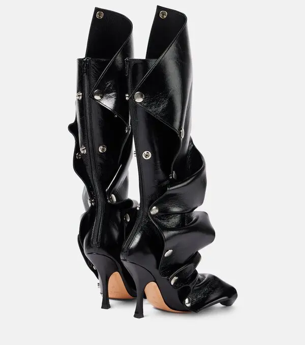 Y/project Snap 100 Leather Knee-high Boots - Black