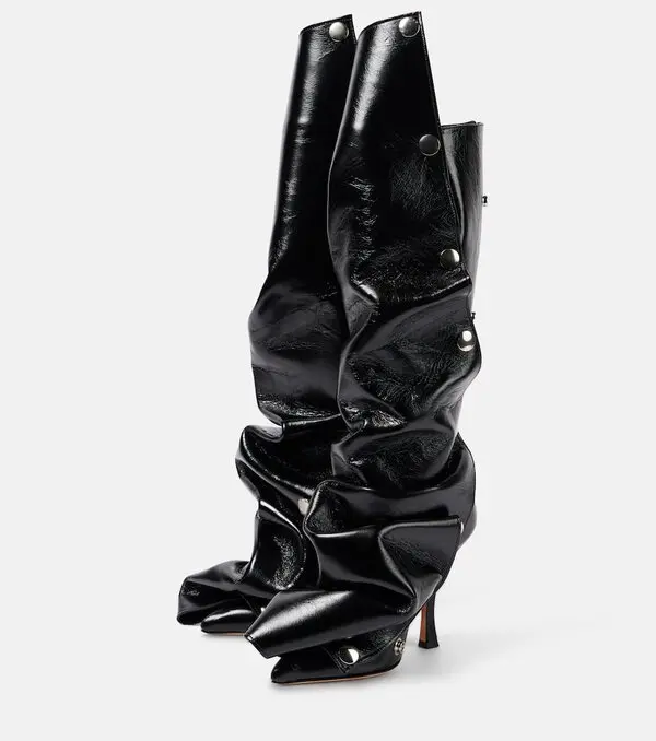 Y/project Snap 100 Leather Knee-high Boots - Black