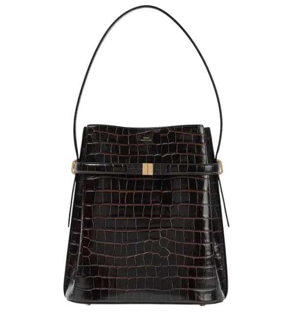 TOTEME Croc-effect Leather Bucket Bag - Brown