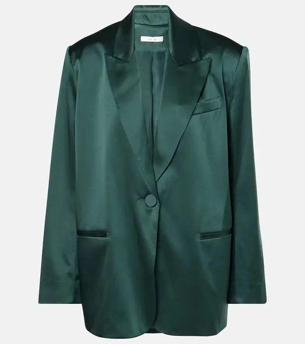 THE SEI Silk Satin Blazer - Green