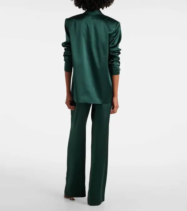 THE SEI Silk Satin Blazer - Green