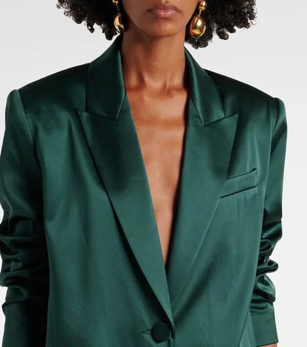 THE SEI Silk Satin Blazer - Green