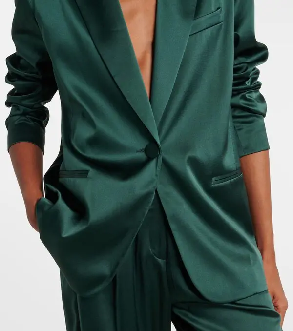 THE SEI Silk Satin Blazer - Green
