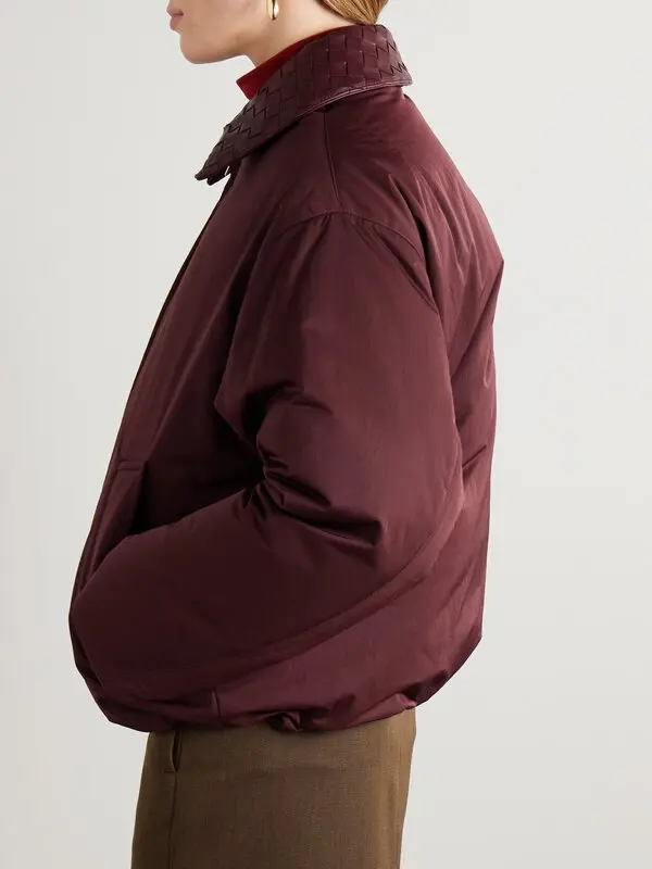 Bottega Veneta Intrecciato Leather-trimmed Down Jacket