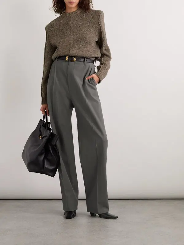 Bottega Veneta Pleated Wool-blend Straight-leg Pants