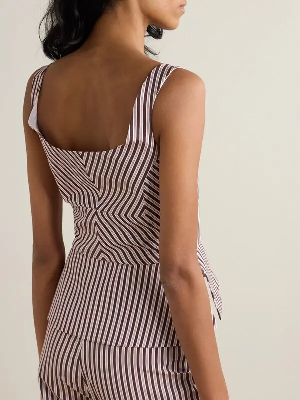 LIBEROWE Striped Cotton-poplin Peplum Top