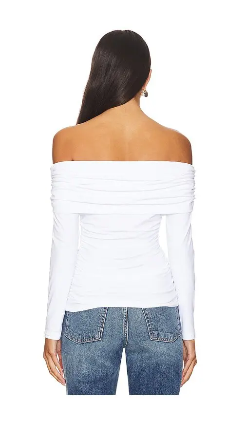 Susana Monaco Off The Shoulder Gathered Long Sleeve Top - Sugar