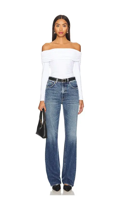 Susana Monaco Off The Shoulder Gathered Long Sleeve Top - Sugar