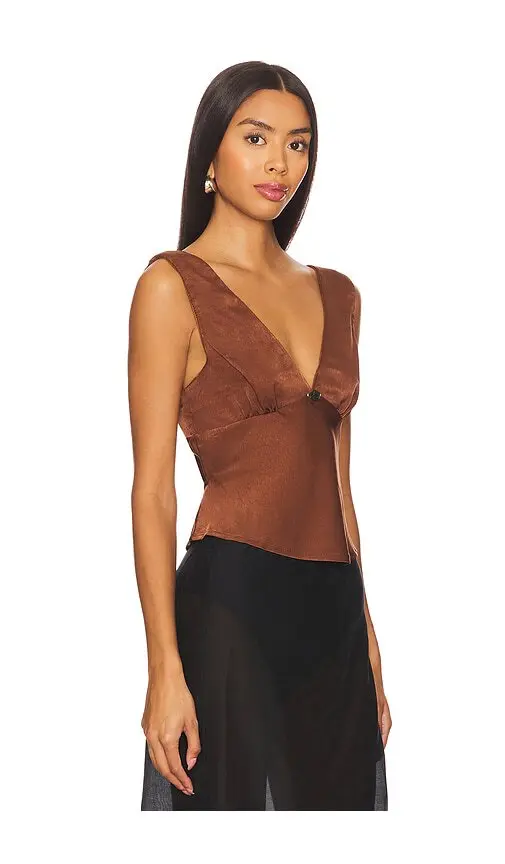 NIA Celia Top With Lace Trim - Chocolate