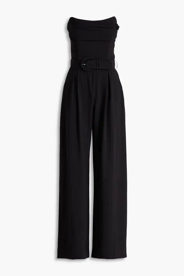 NICHOLAS Strapless Draped Crepe Jumpsuit - Black