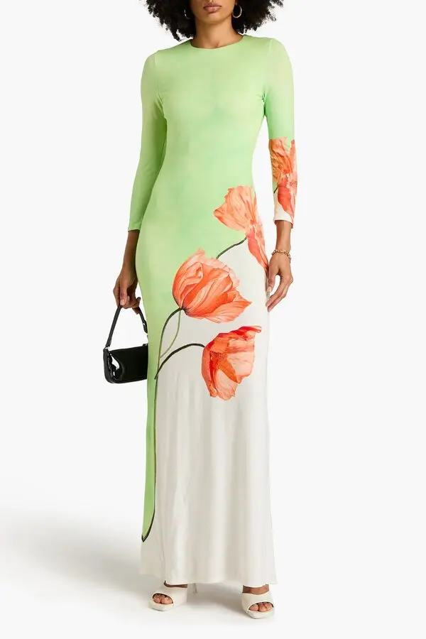 Alice + Olivia Delora Floral-Print Maxi Dress In Light Green - 75% Off |  Editorialist