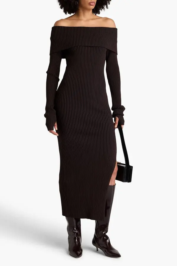 set dress knitted sweater Knit Crop Sweater Dress Set-Black/Cream  Fame on Central