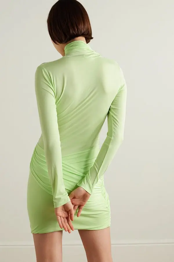 neon green turtleneck dress Forest Green Bodycon Mini Dress