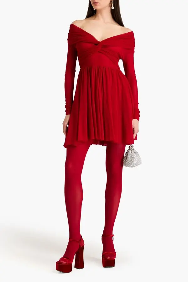 Buy Philosophy Di Lorenzo Serafini Twisted Cutout Tulle Mini Dress - Red At 49% Off